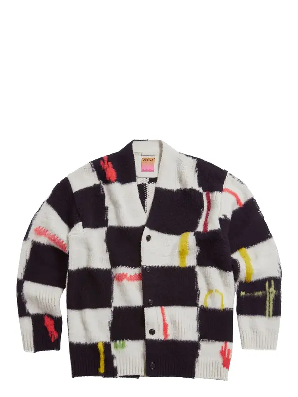 Zegna X The Elder Statesman Checked Cashmere-wool Cardigan - White