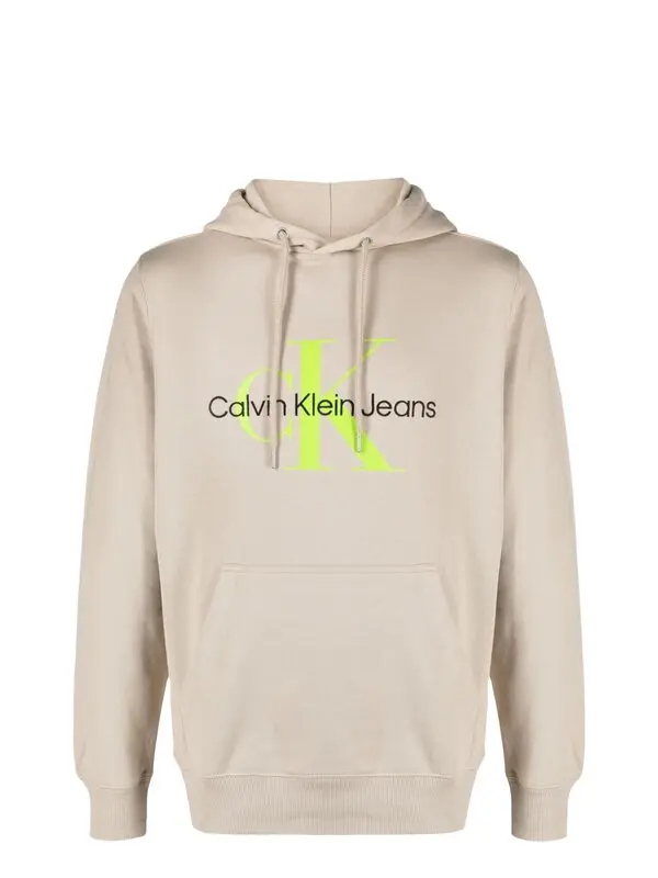 Calvin Klein Logo-print Cotton Hoodie - Neutrals