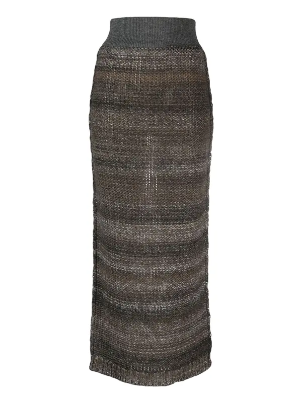 DESTREE Lynette Knitted Midi Skirt - Brown