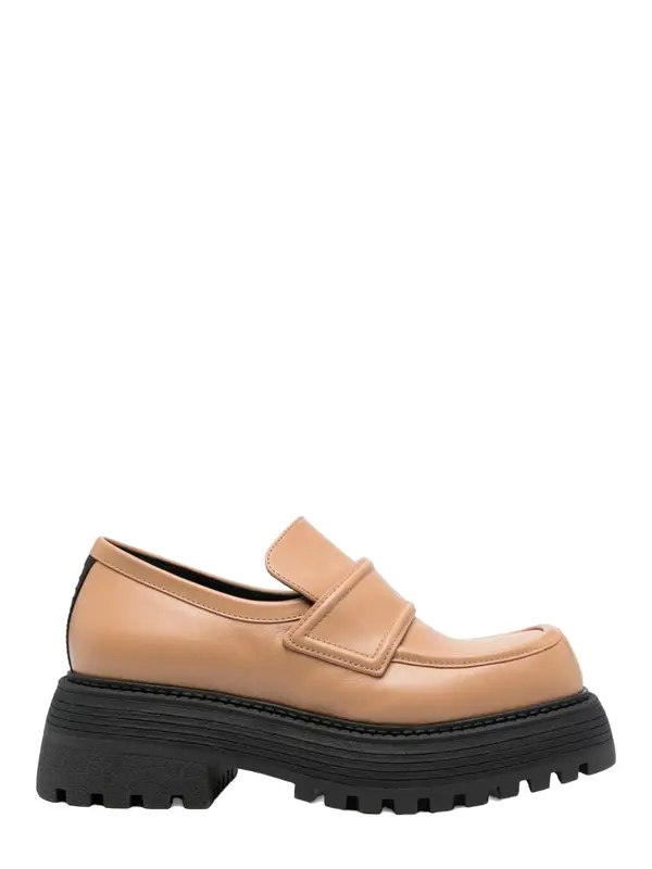 3JUIN 65mm Chunky Leather Loafers - Brown