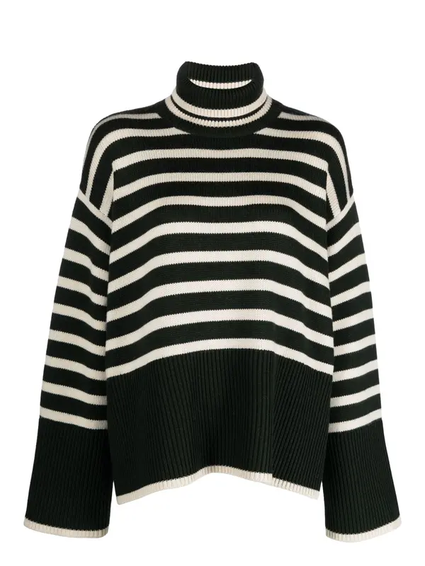 TOTEME Striped Wool-cotton Jumper - Green