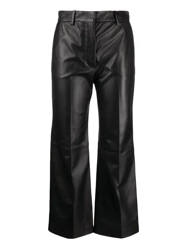 JOSEPH Talia Leather Cropped Trousers - Black