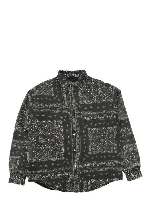 PURPLE BRAND Bandana-print Faded Cotton Shirt - Black