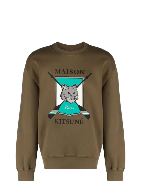 Maison Kitsuné Logo-print Cotton Sweatshirt - Green