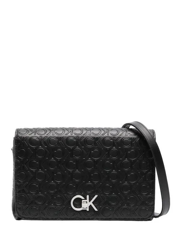 Calvin Klein Embossed Monogram Crossbody Bag - Black