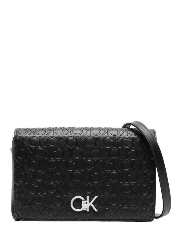 Calvin Klein Embossed Monogram-pattern Crossbody Bag - Black