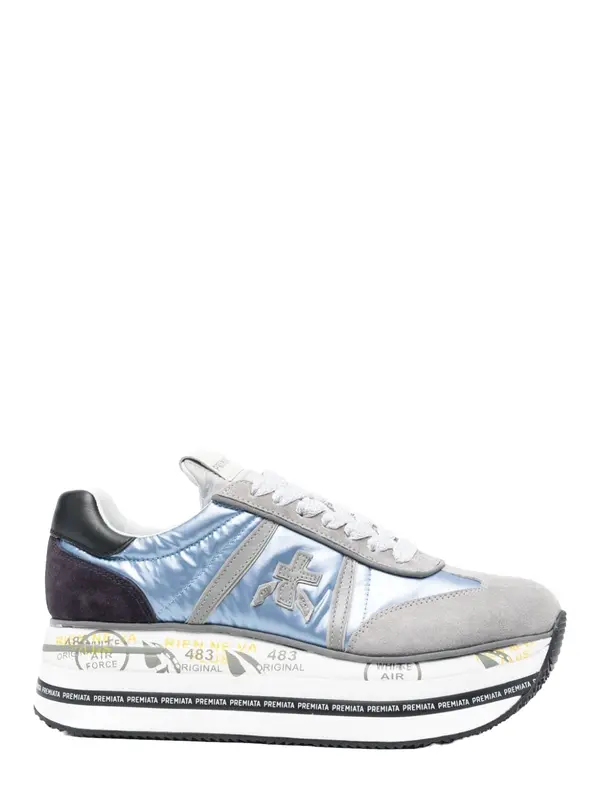 Premiata Beth Metallic-effect Leather Sneakers - Blue