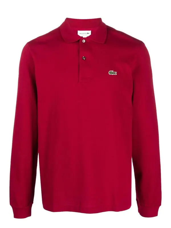 Lacoste Logo-patch Long-sleeve Cotton Polo Shirt - Red