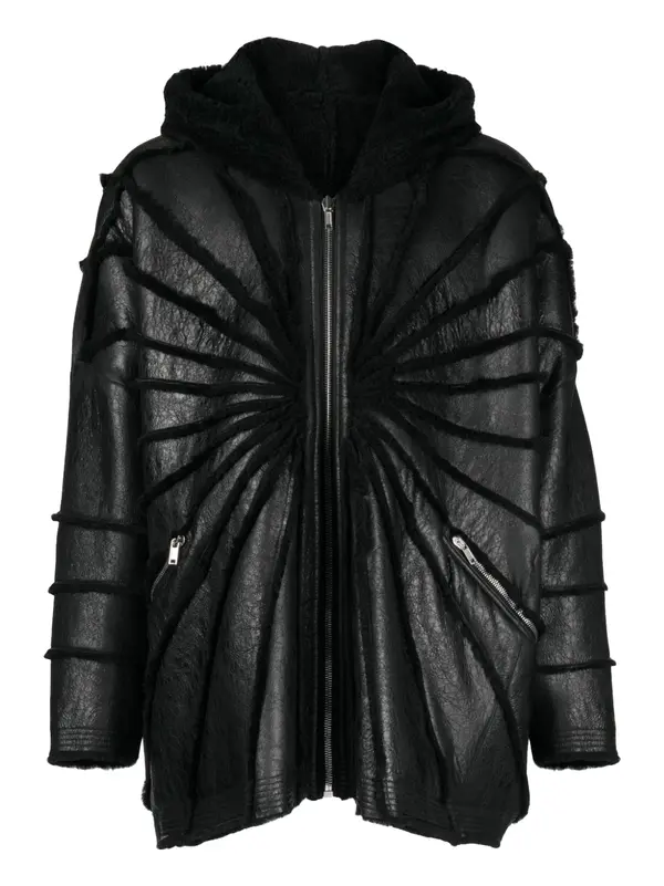 Rick Owens Jumbo Shearling-trim Hooded Jacket - Black