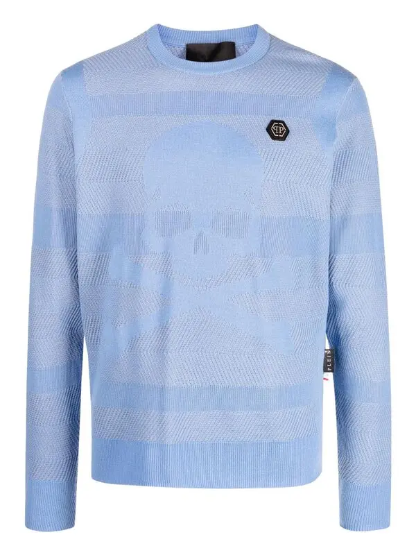 Philipp Plein Skull & Bones Wool-blend Jumper - Blue