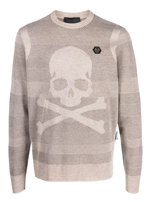 Philipp Plein Skull & Bones Wool-blend Jumper - Neutrals