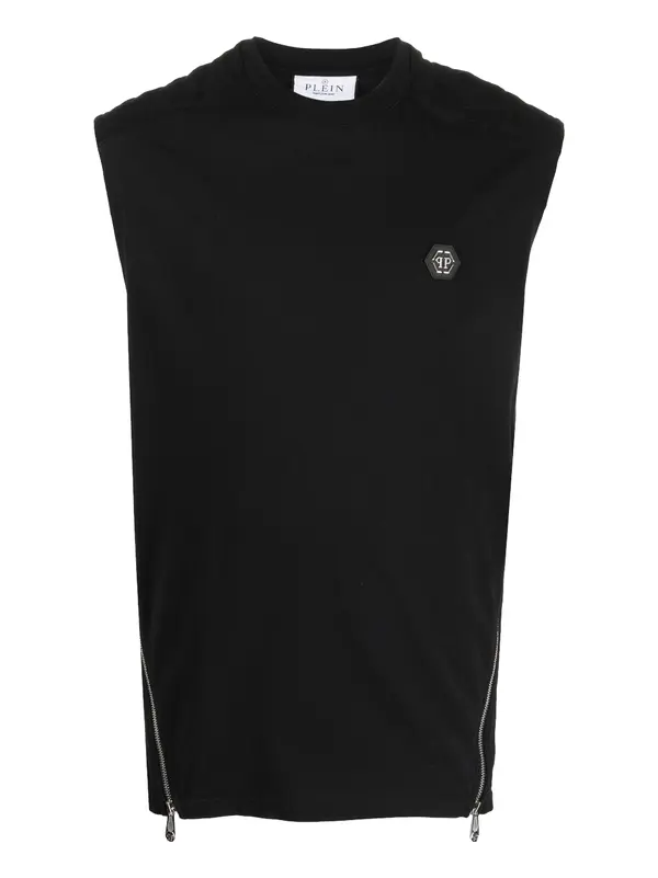 Philipp Plein Hexagon Zip-detail Tank Top - Black