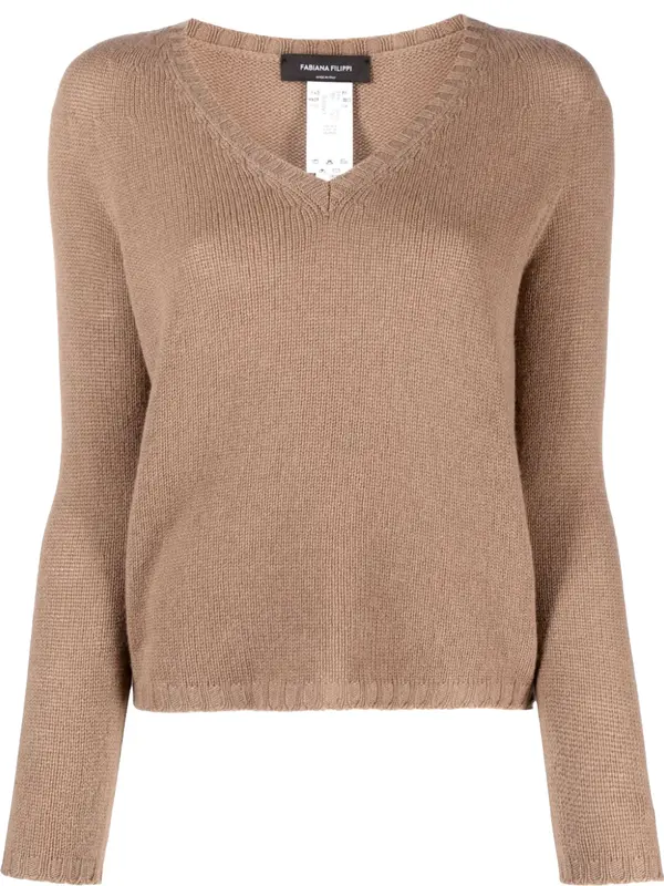 Fabiana Filippi V-neck Cashmere Sweater - Brown