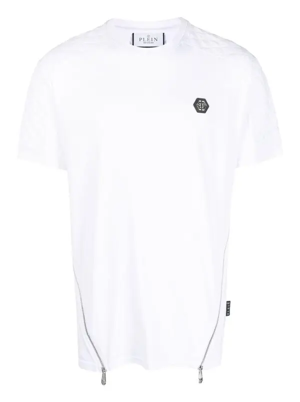 Philipp Plein Logo-patch Zip-detailing T-shirt - White