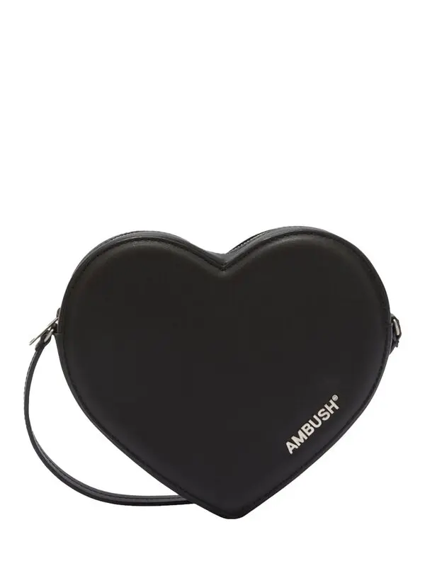 AMBUSH Heart Leather Crossbody Bag - Black