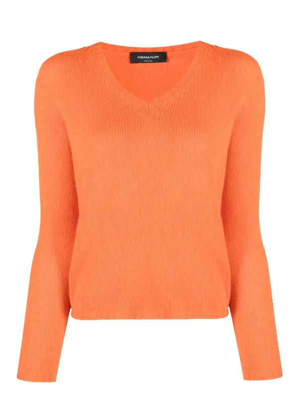 Fabiana Filippi V-neck Cashmere Sweater - Orange