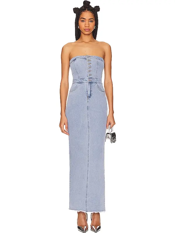 Superdown Natalia Denim Maxi Dress - Light Wash
