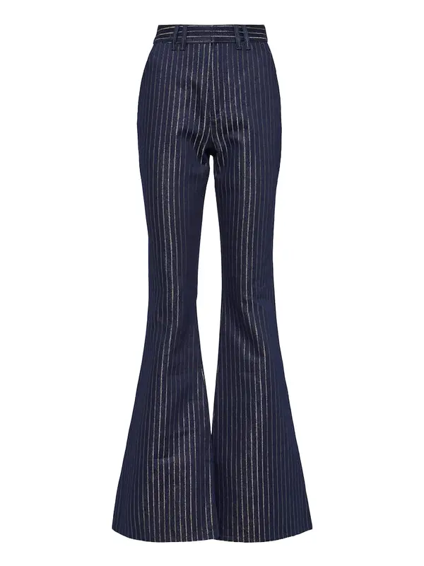 Balmain Flared Pinstripe Lurex® Jeans - Blue