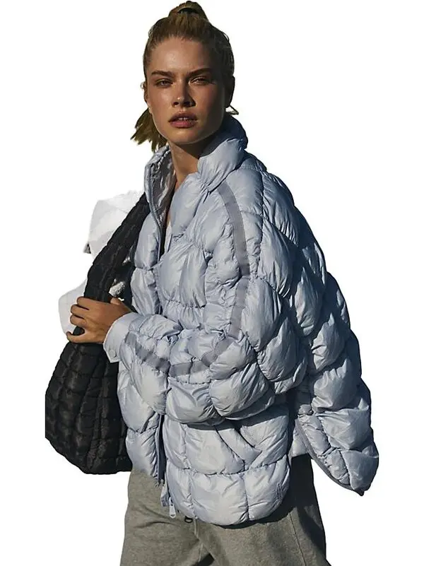 Free People Scrunchy Glossy Pippa Packable Puffer Jacket - Ice Grey