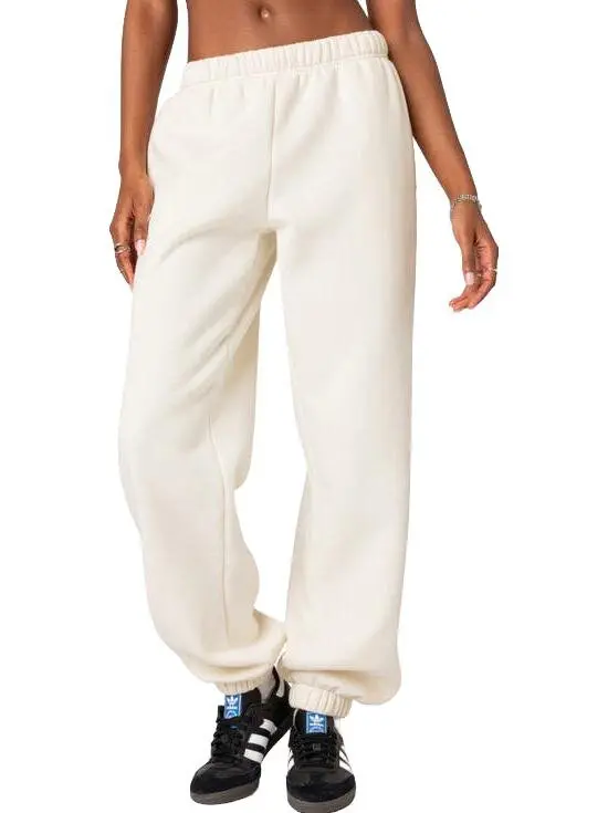 EDIKTED Clark Oversized Cotton Blend Sweatpants - Cream