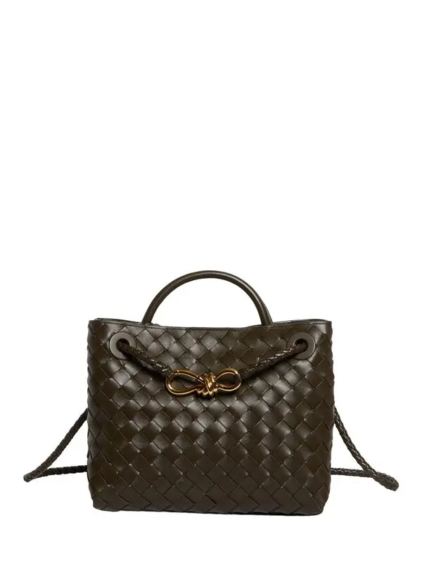 Bottega Veneta Small Andiamo Intrecciato Shoulder Bag - Fondant/ Brass