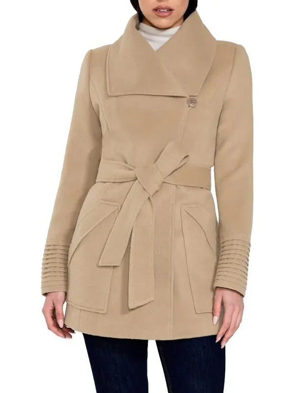 Sentaler Wide Collar Tie Waist Coat - Camel