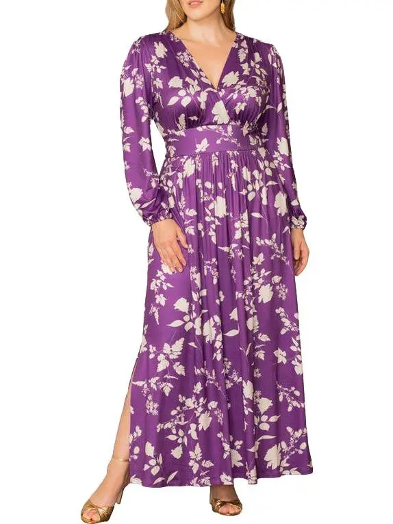 KIYONNA Kelsey Long Sleeve Maxi Dress - Purple Multi