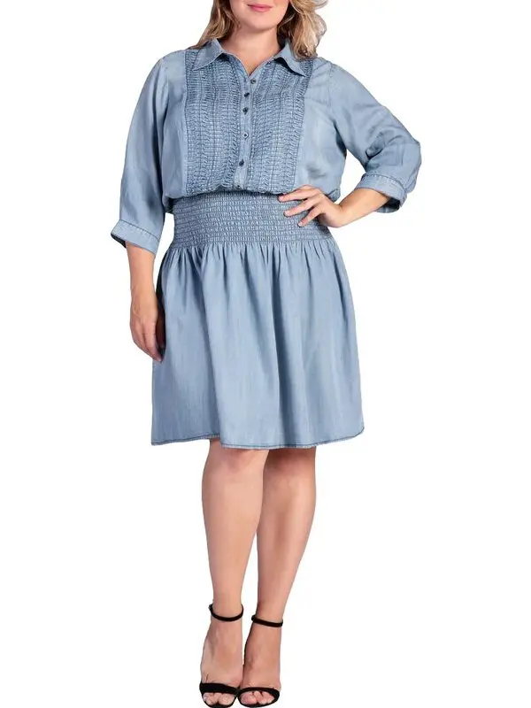 STANDARDS & PRACTICES Felis Smocked Shirtdress - Blush Indigo