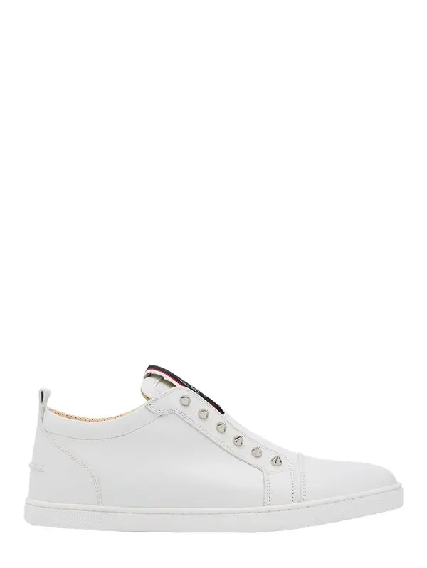 CHRISTIAN LOUBOUTIN F.a.v. Fique A Vontade Spiked Leather Slip-on Sneakers - White