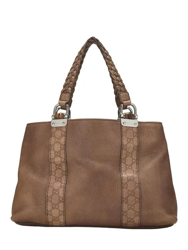 Gucci Leather Bamboo Bar Tote - Brown