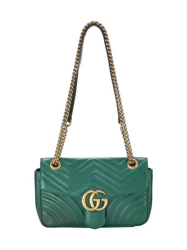 Gucci Leather Gg Marmont Shoulder Bag - Green