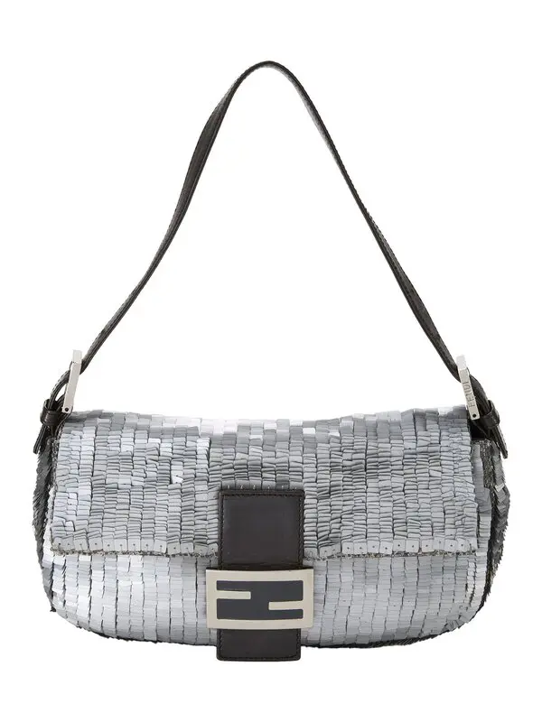 Fendi Sequin Baguette Shoulder Bag - Silver