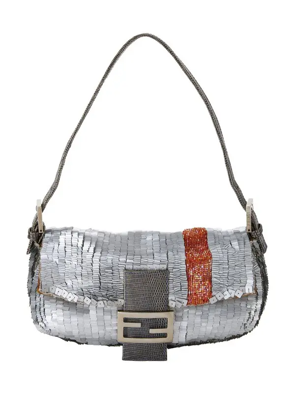 Fendi Sequin Baguette Shoulder Bag - Silver