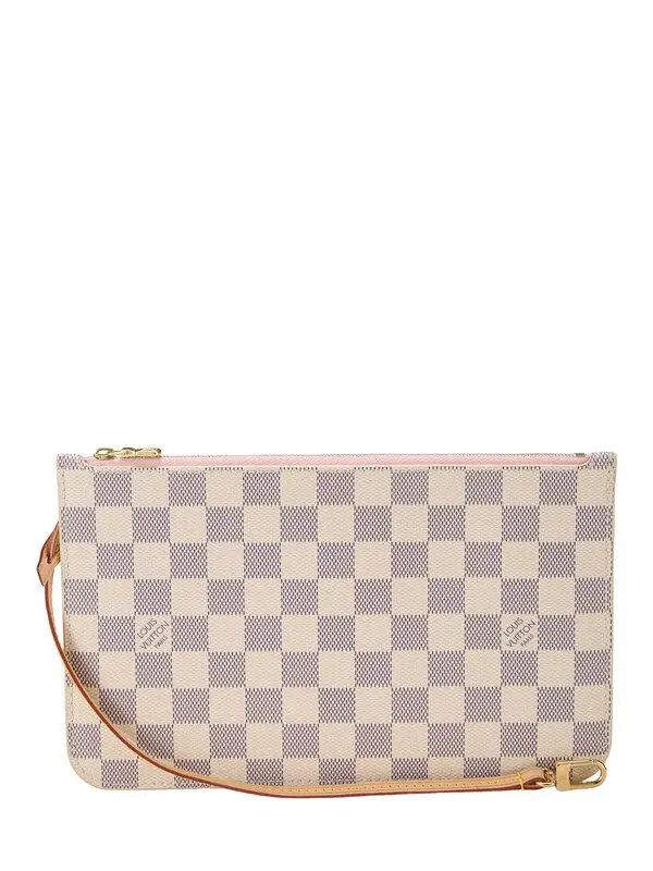 LOUIS VUITTON Damier Azur Neverfull Nm Pouch - Pink