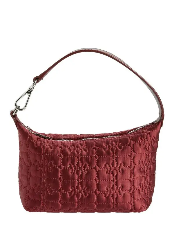 GANNI Small Butterfly Recycled Polyester Convertible Shoulder Bag - Burgundy