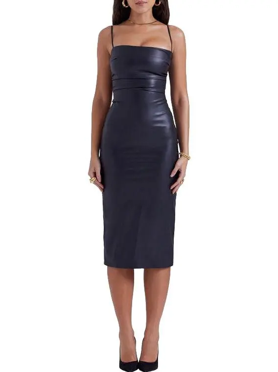 House Of Cb Jalena Faux Leather Cocktail Dress - Black