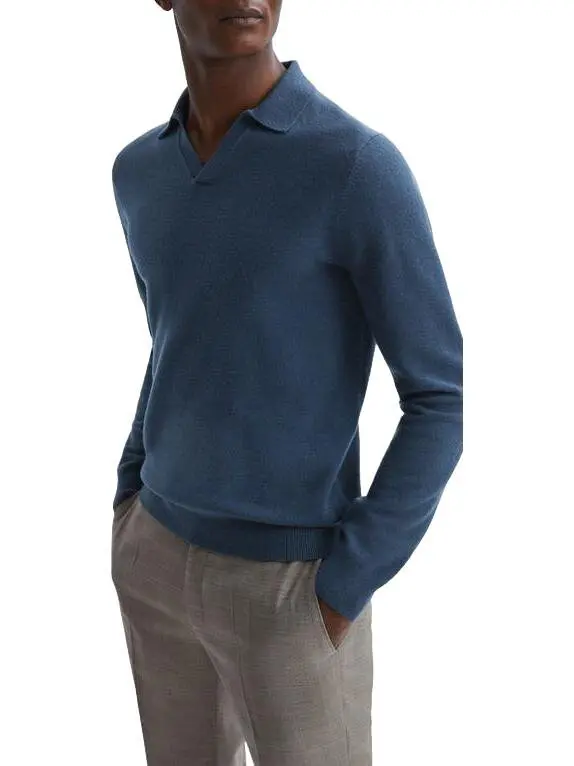 REISS Johnny Collar Wool Sweater - Petrol Blue
