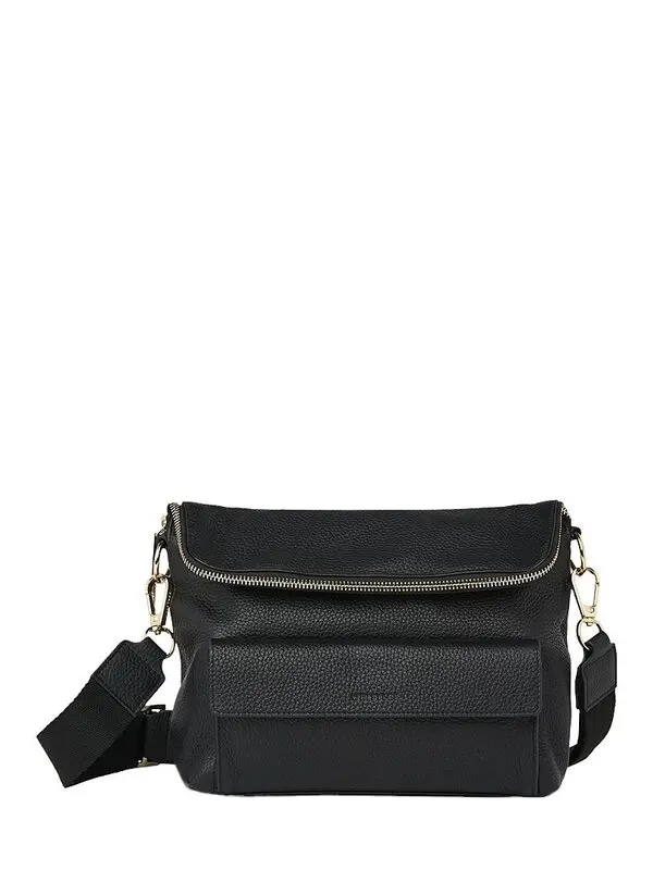 Whistles Vida Pebbled Leather Crossbody - Black