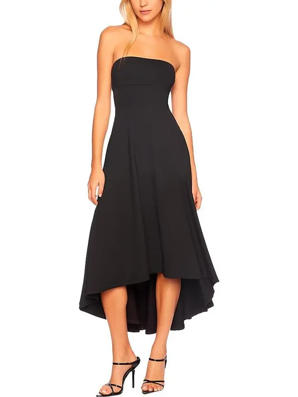 Susana Monaco Mesh Trim High-low Strapless Dress - Black