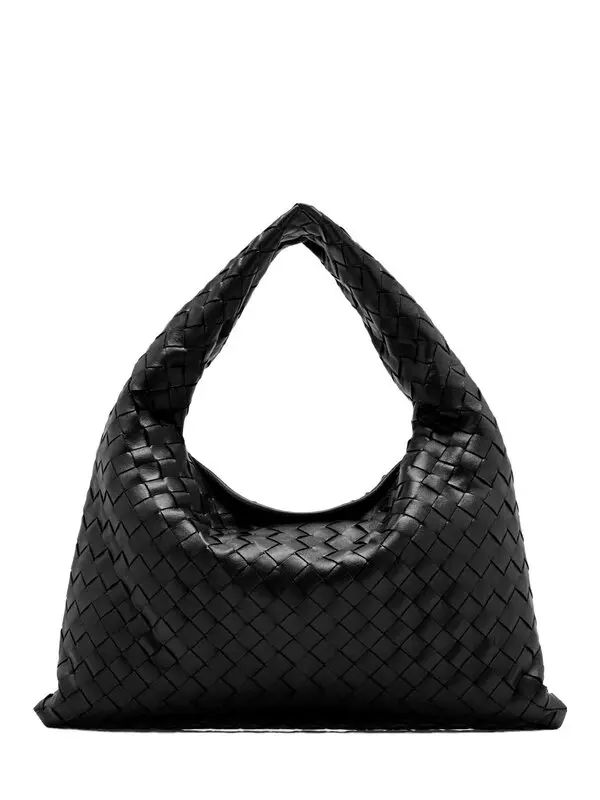 Bottega Veneta Small Hop Intrecciato Leather Bag - Black