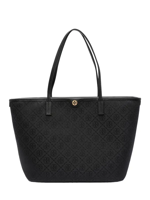 Tory Burch T Monogram Zip Tote - Black