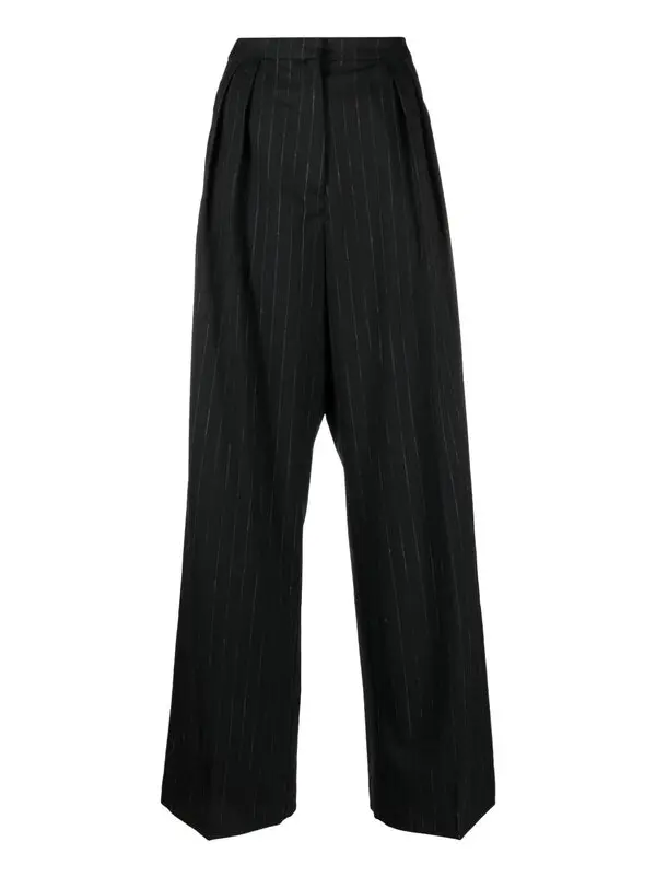 RÓHE Striped Wide-leg Trousers - Black