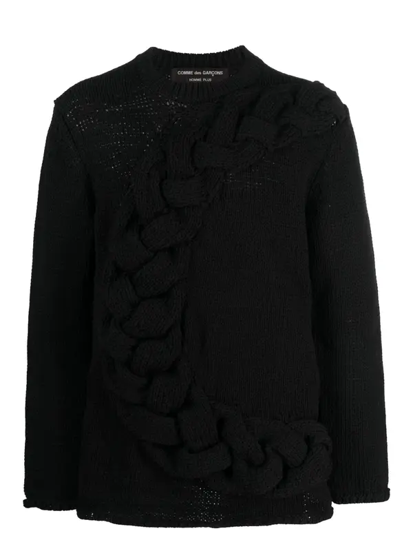 Comme Des Garçons Crew-neck Chunky Cable-knit Jumper - Black