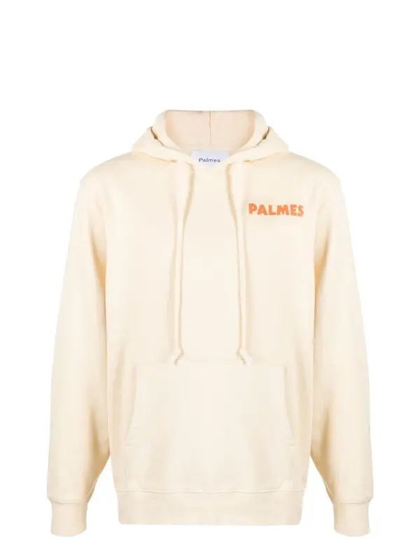 PALMES Slogan-print Cotton Hoodie - Neutrals