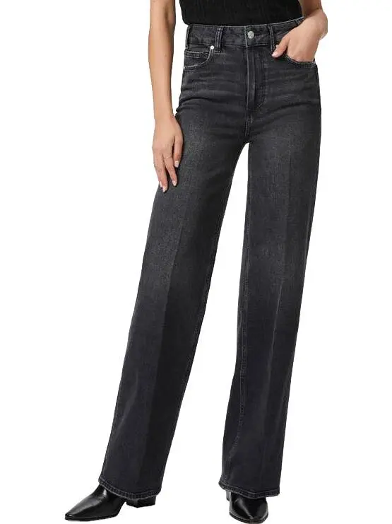 Paige Sasha High Waist Wide Leg Jeans - Viper Black Distressed