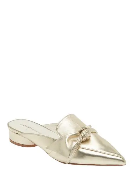 KOKO + PALENKI Quantum Pointed Toe Mule - Gold Metallic Leather
