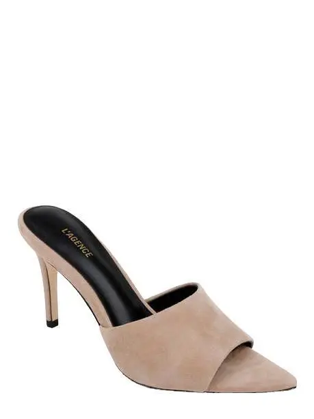 L'Agence Lolita Pointed Toe Sandal - Cappuccino Suede