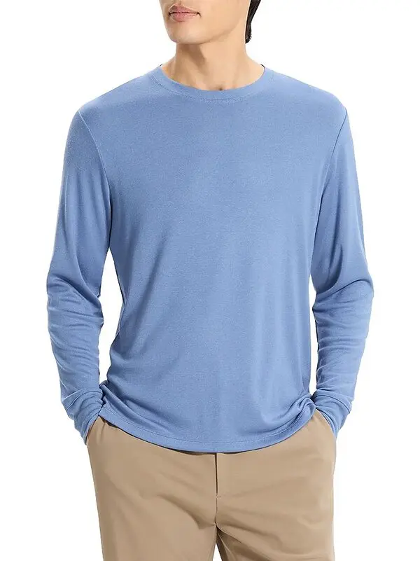 Theory Essential Tee Long Sleeve In Anemone Milano - Blue Lake