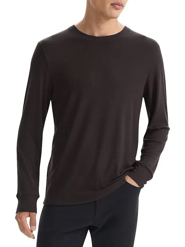 Theory Essential Tee Long Sleeve In Anemone Milano - Brownwood