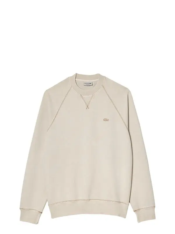Lacoste Relaxed-fit Topstitched Sweatshirt - Eco Beige